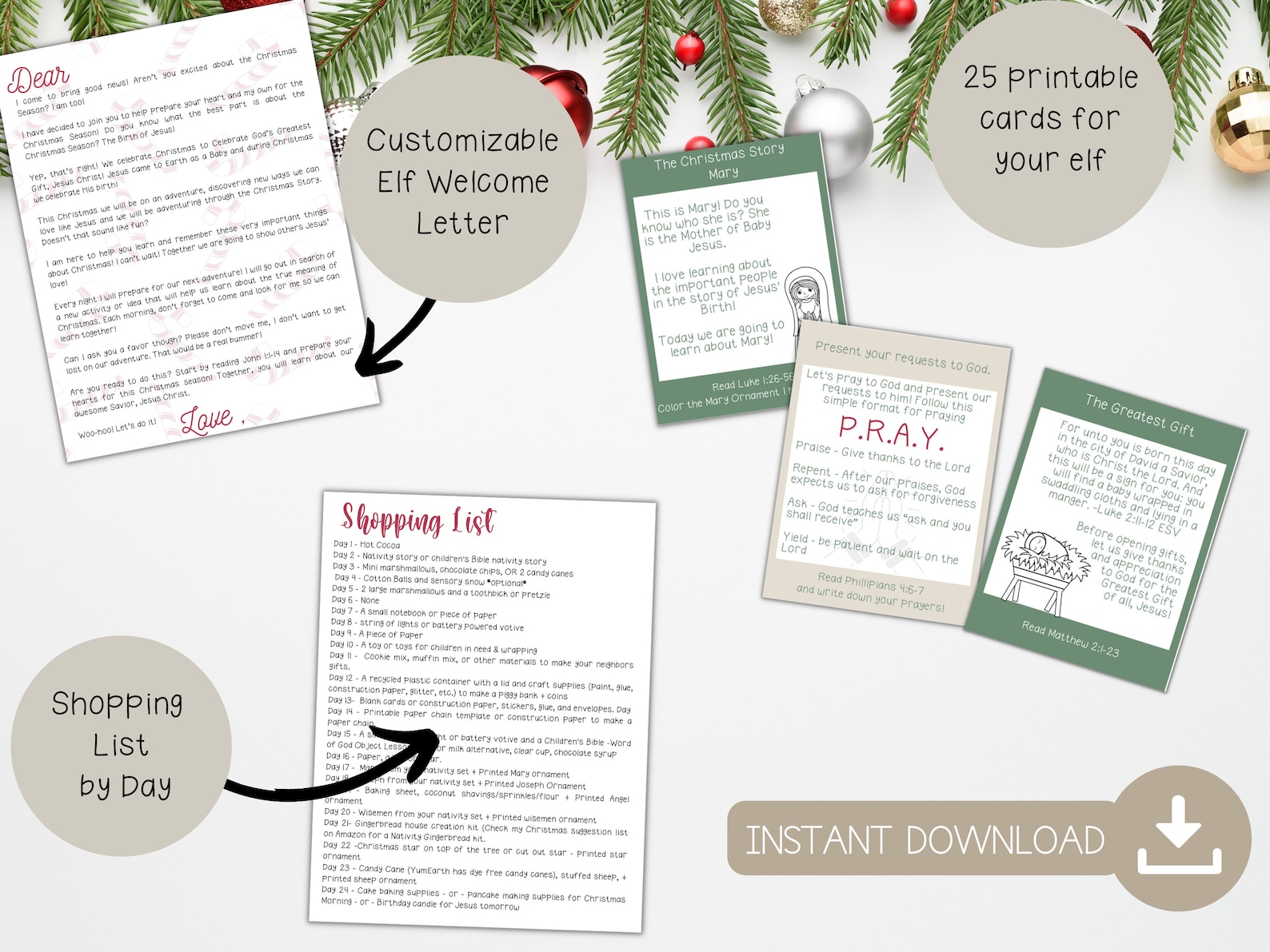 Christian Christmas Elf Printable Pack - Bible Verse Christmas Cards ...