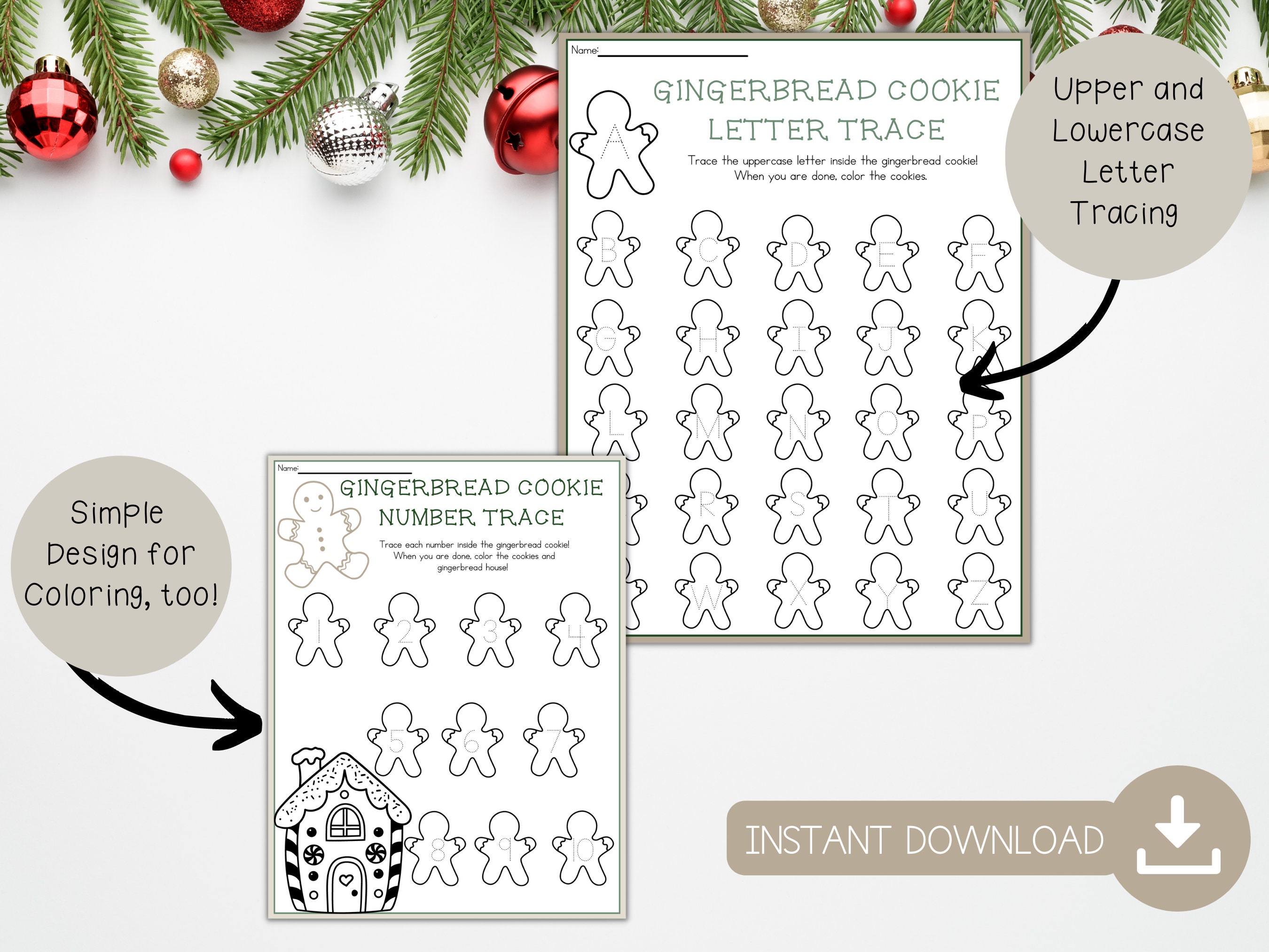 Christmas Preschool Letter Tracing Sheets Christmas Worksheets for ...