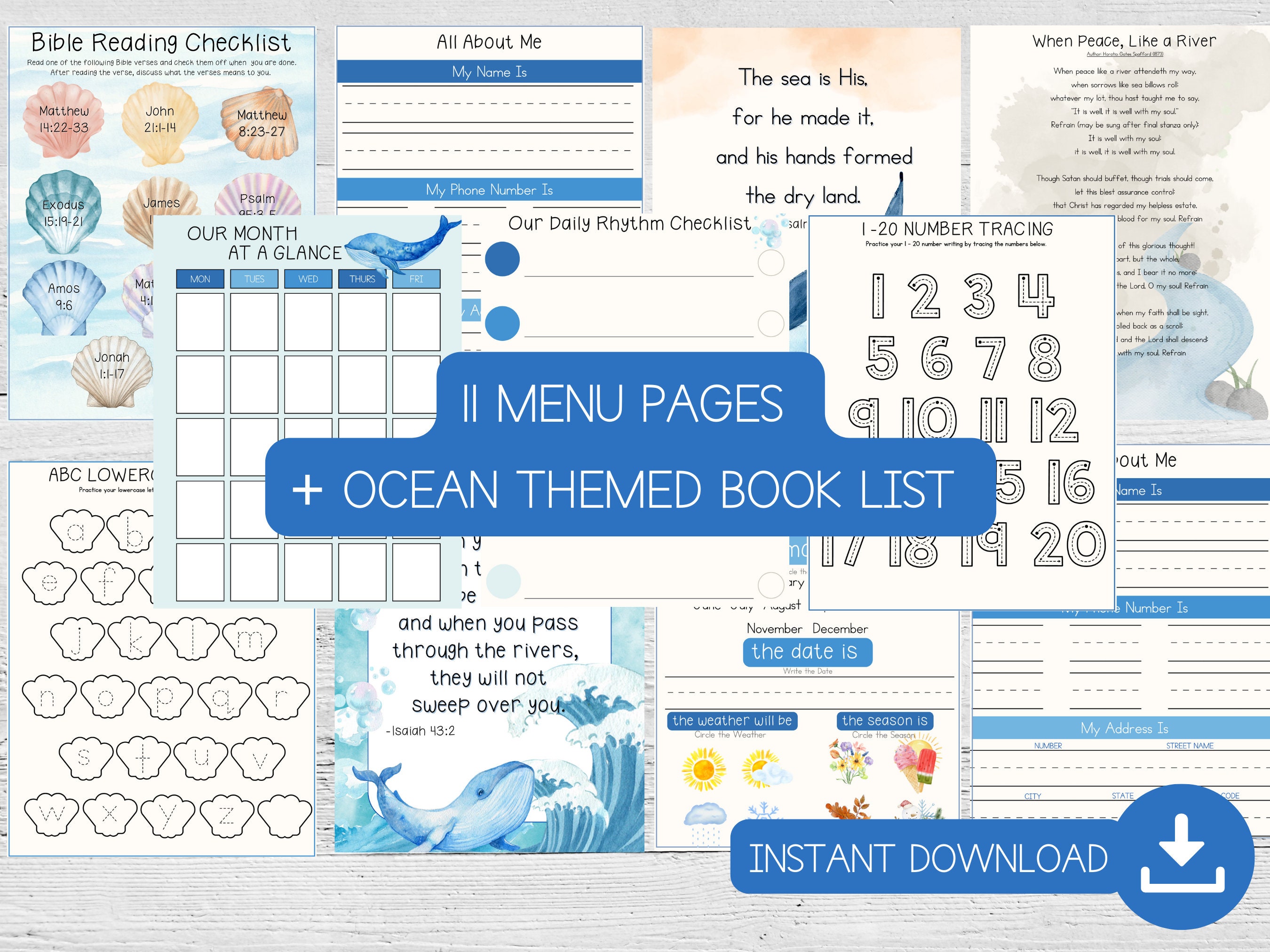 Ocean Themed Morning Menu Printable With Worksheets - Charlotte Mason ...