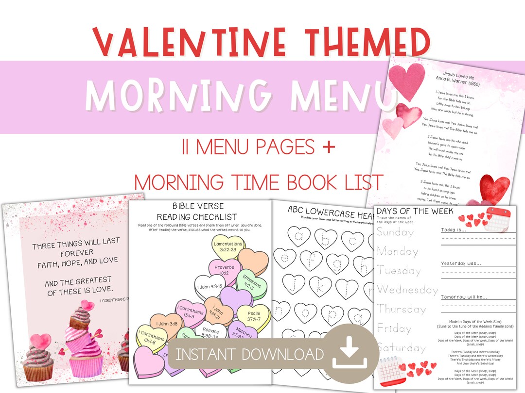 Valentine Morning Menu - Morning Menu for Valentine's Day - Morning ...
