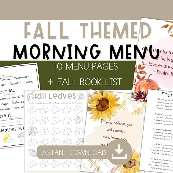 Printable Homeschool Morning Menu - Etsy
