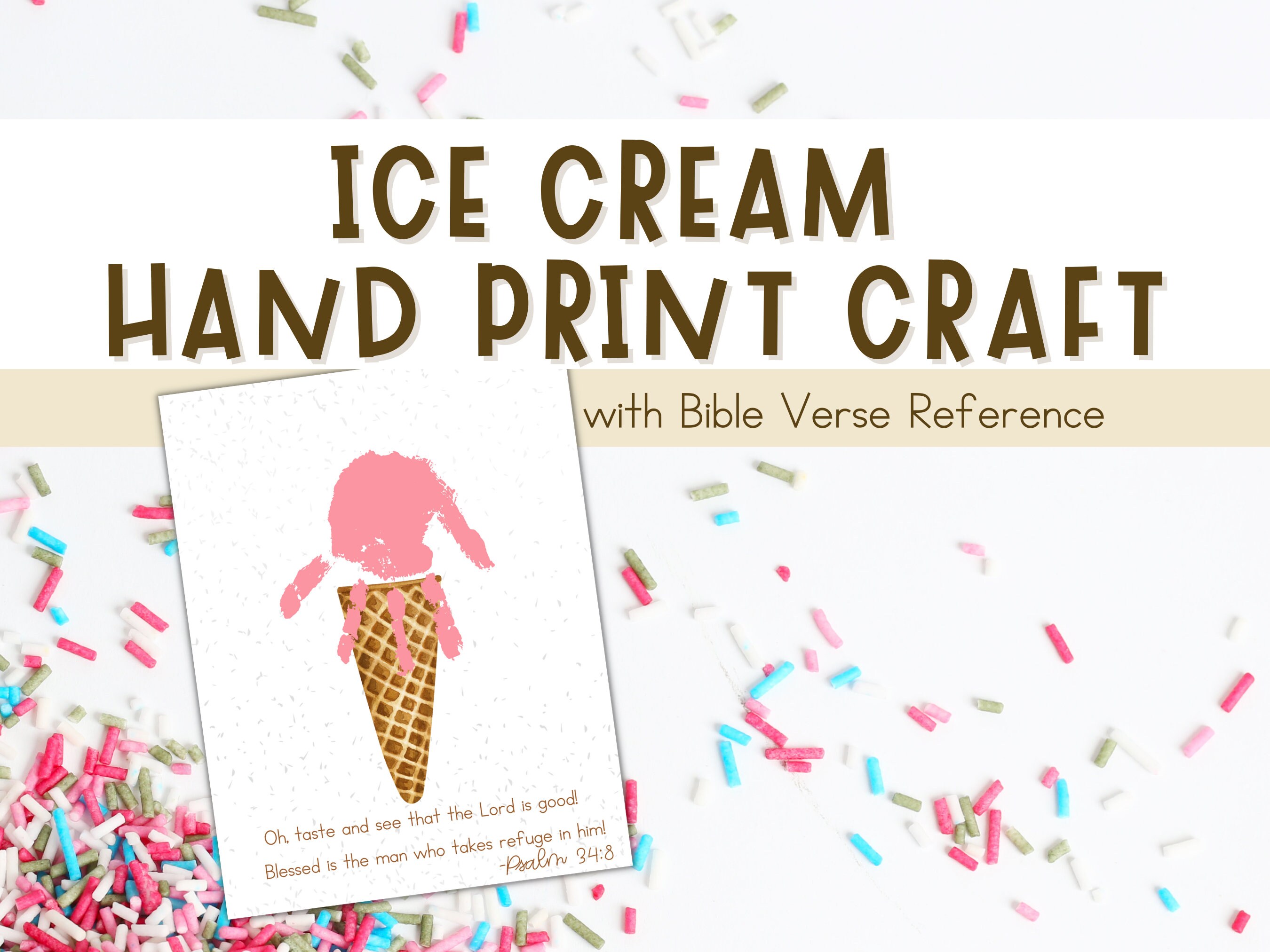 Ice Cream Handprint Craft - Ice Cream Bible Verse Summer Craft - Etsy