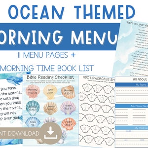 Ocean Themed Morning Menu Printable With Worksheets - Charlotte Mason ...