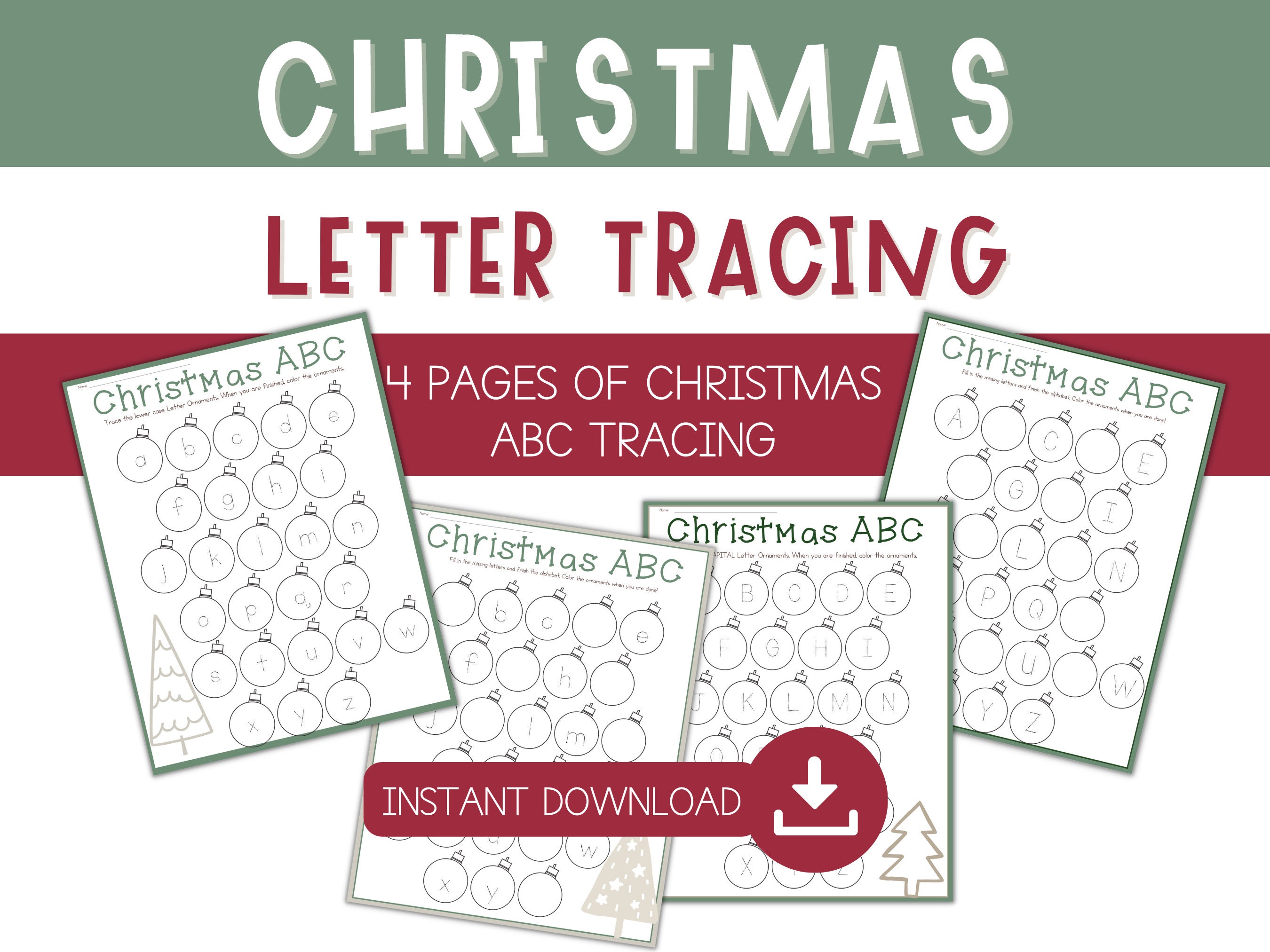 Christmas Preschool Letter Tracing Sheets - Christmas Worksheets for ...