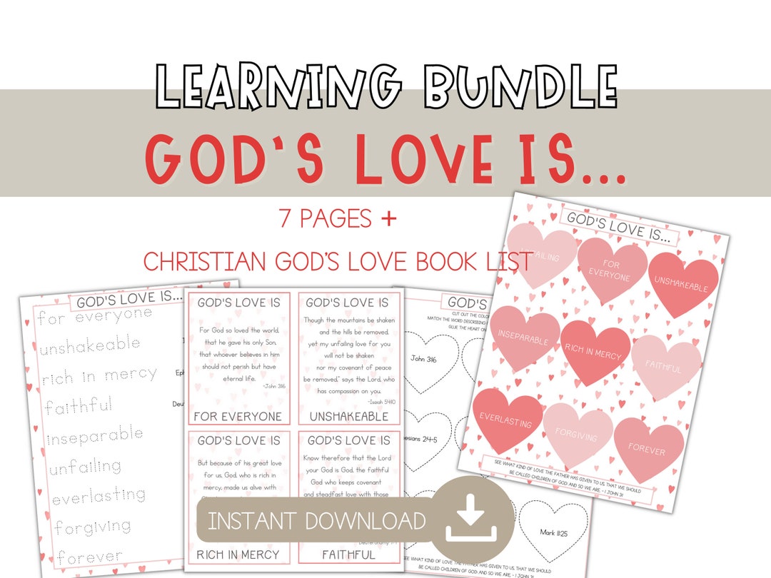 God’s Love - Valentine Activity Sheets for Kids- Bible Verse Worksheets ...