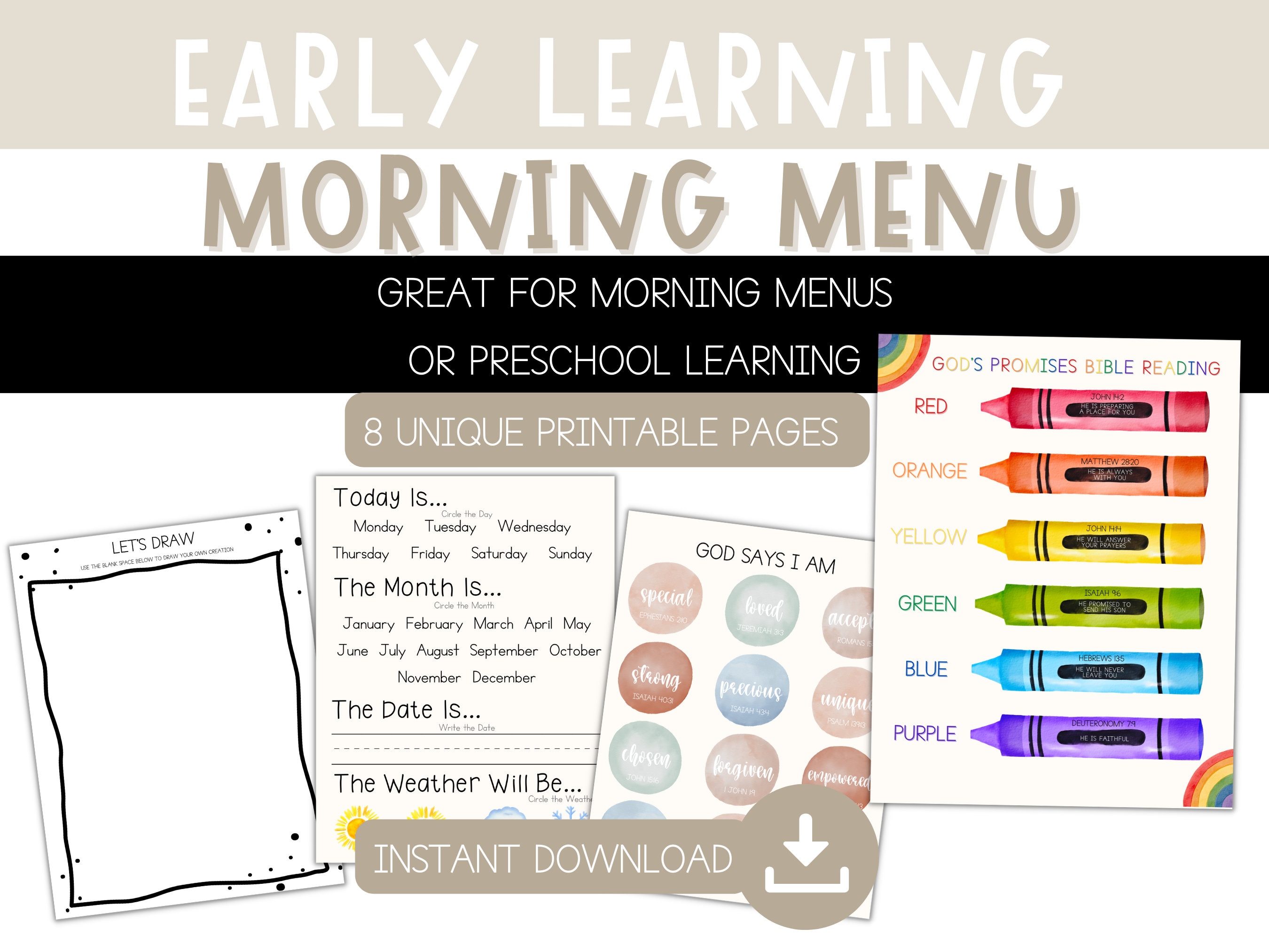 Early Learning Morning Menu - Christian Preschool - Morning Menu for ...