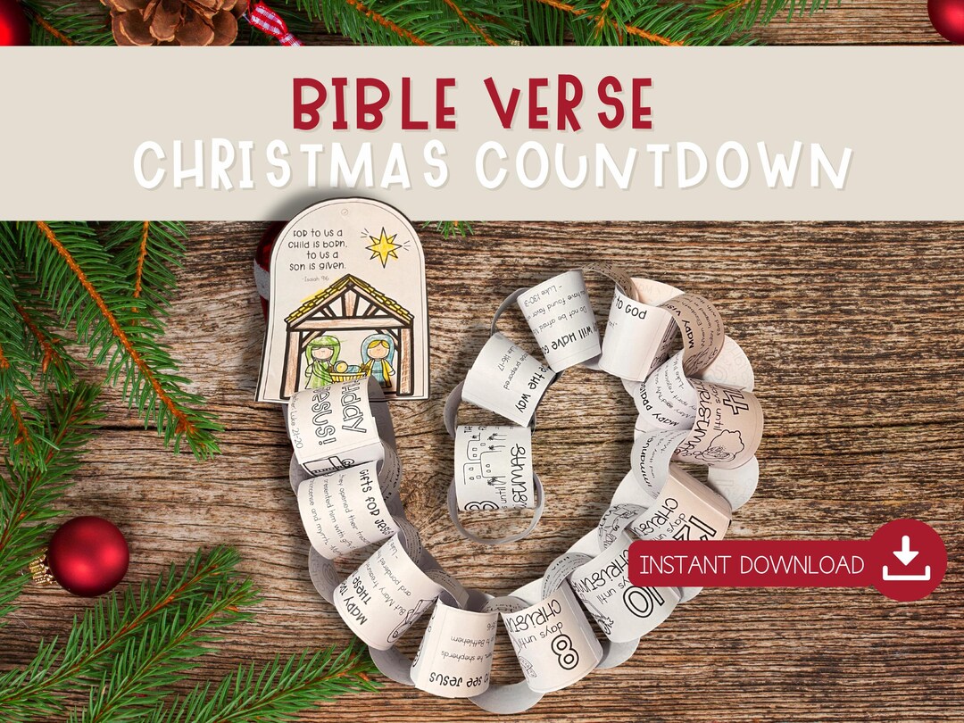 Nativity Christmas Countdown Chain | Bible Verse Advent | Christian ...