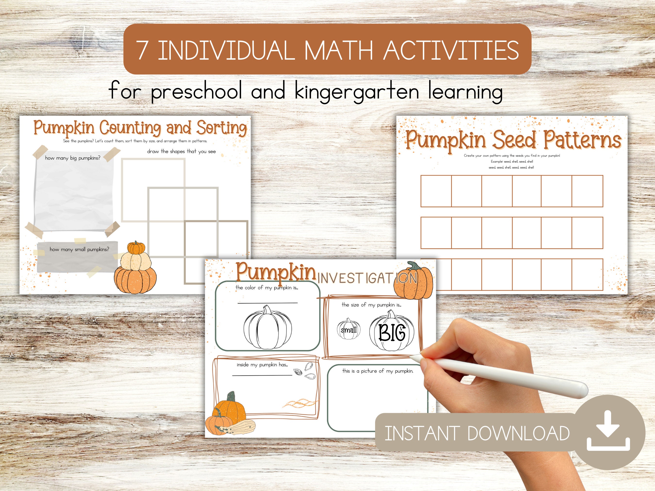 Pumpkin Themed Preschool Math Bundle - Fall Math Worksheets ...