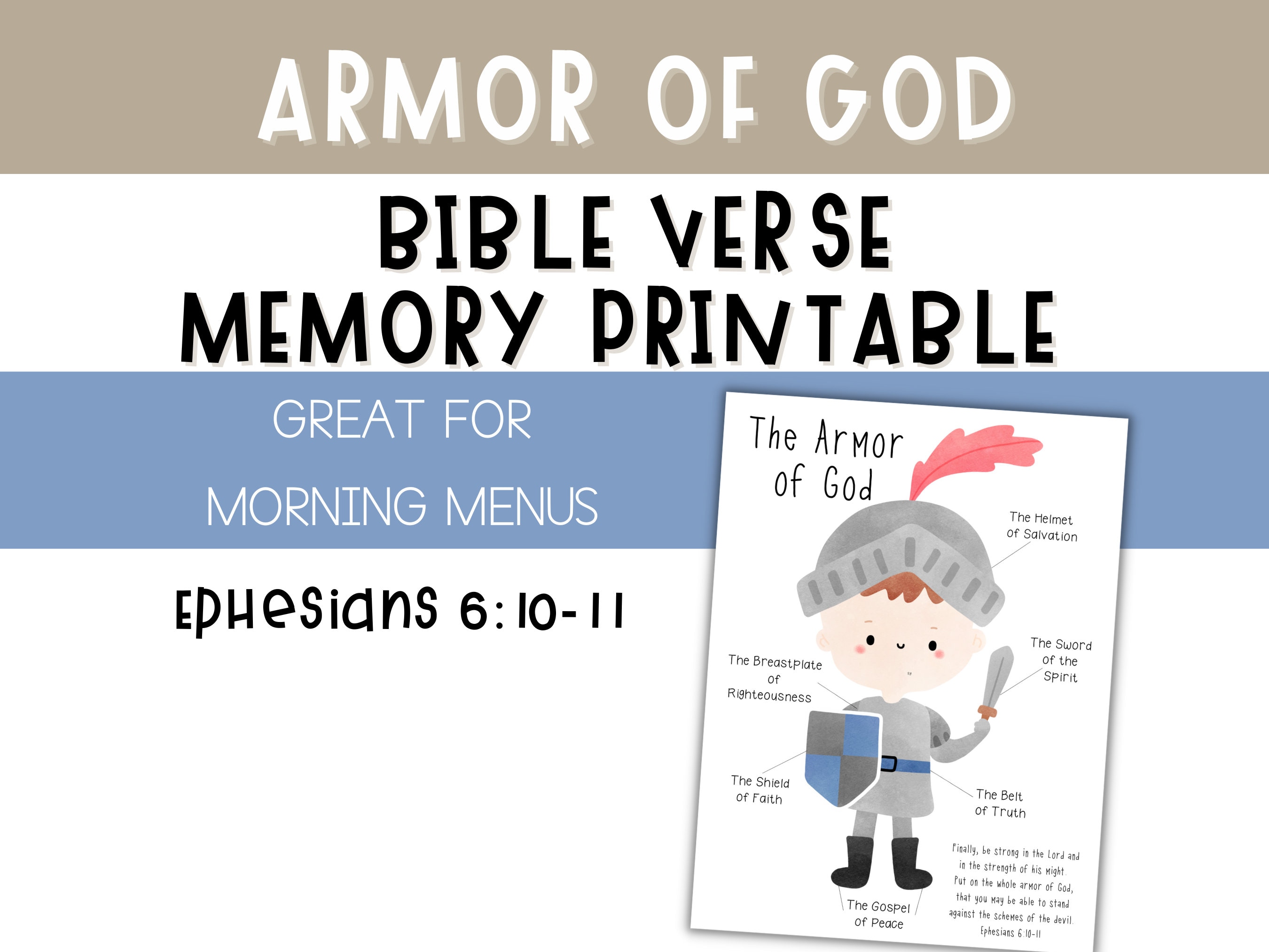 Armor of God Bible Verse Printable - Morning Basket Printables - Armor ...