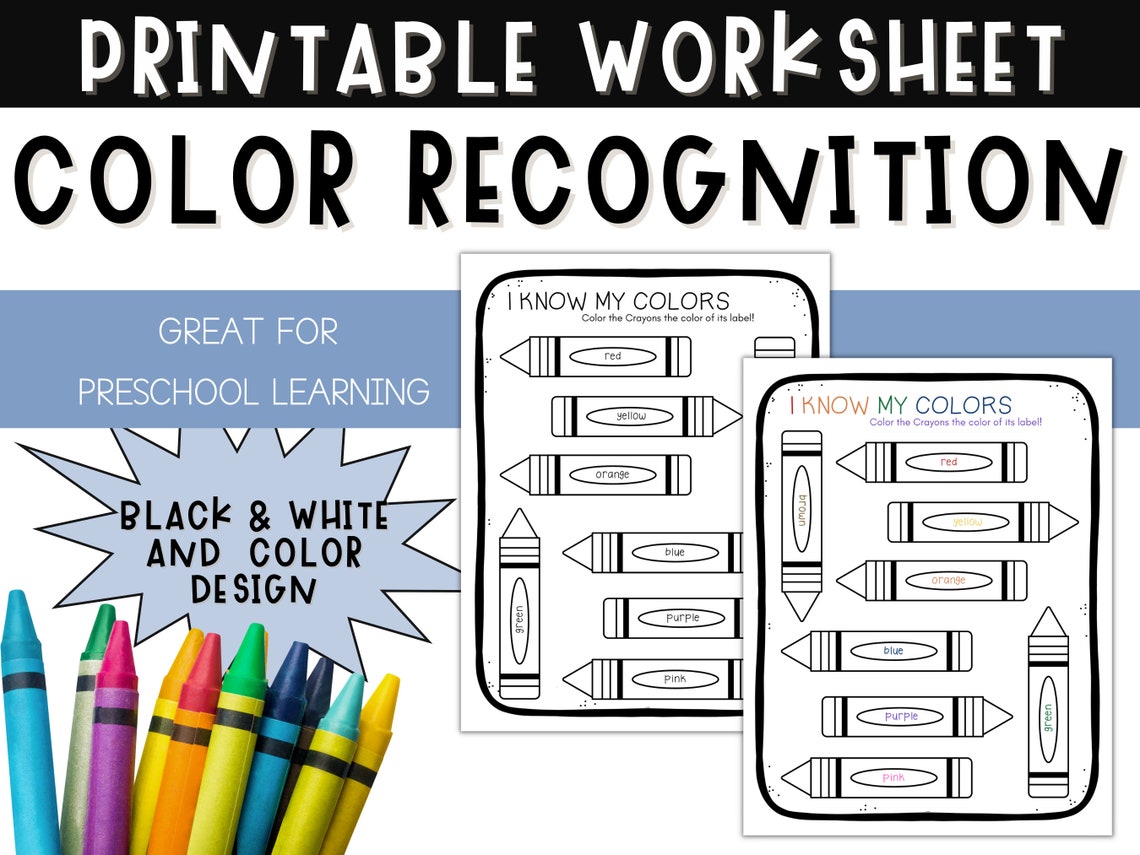 Color Recognition Preschool Worksheet | Coloring Sheet for Learning ...