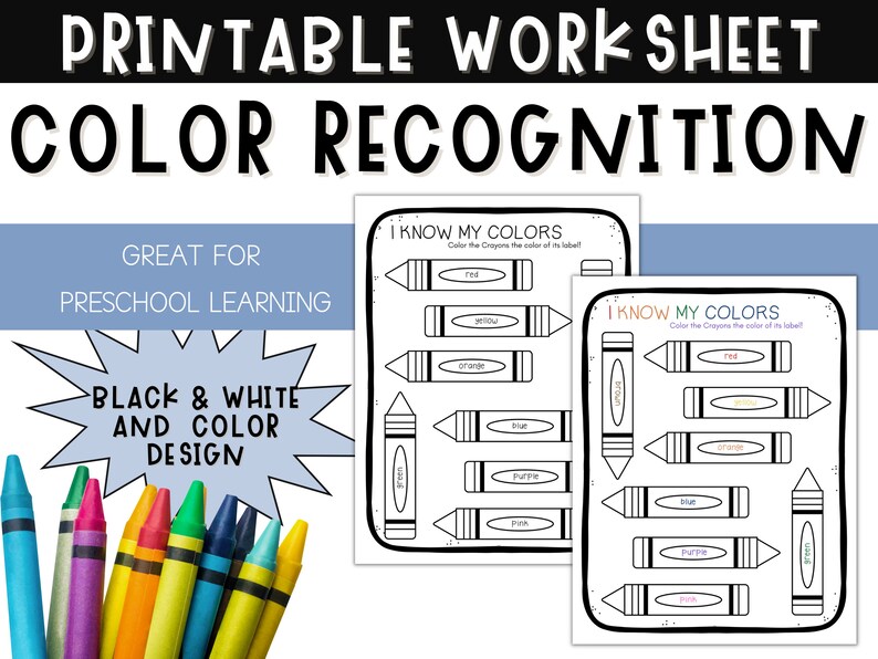 Color Recognition Preschool Worksheet | Coloring Sheet for Learning ...