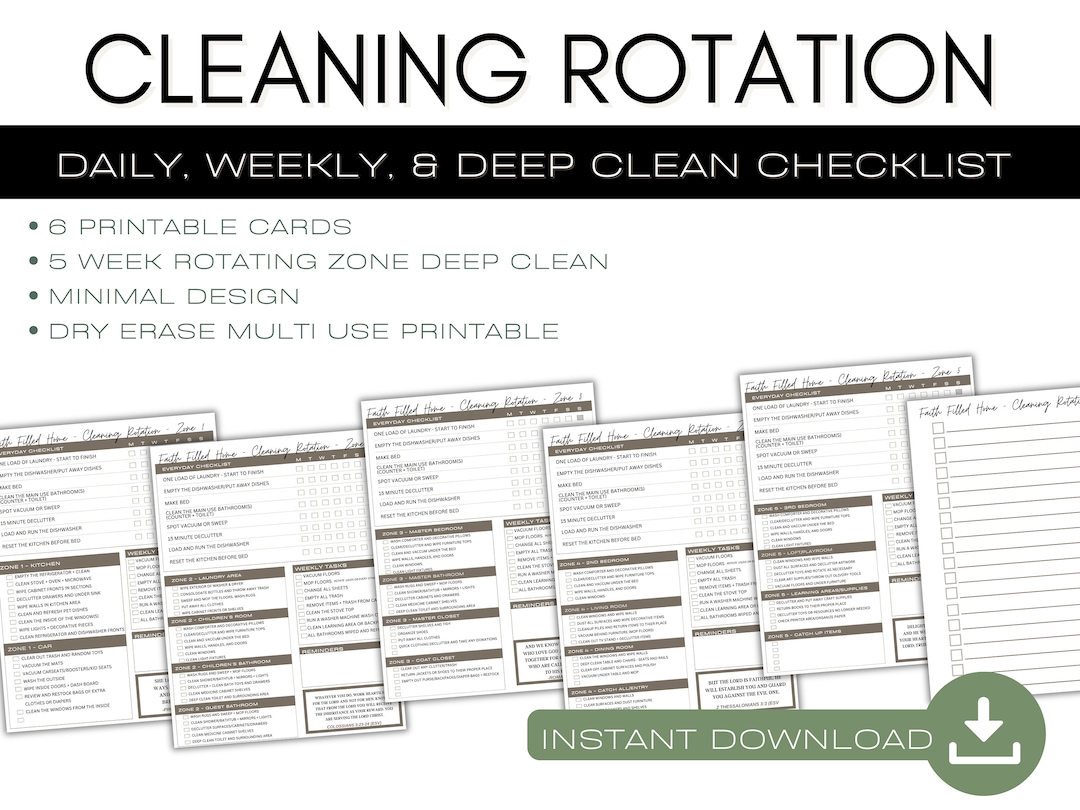 Cleaning Rotation for Stay at Home Mom, Zone Cleaning Rotation ...