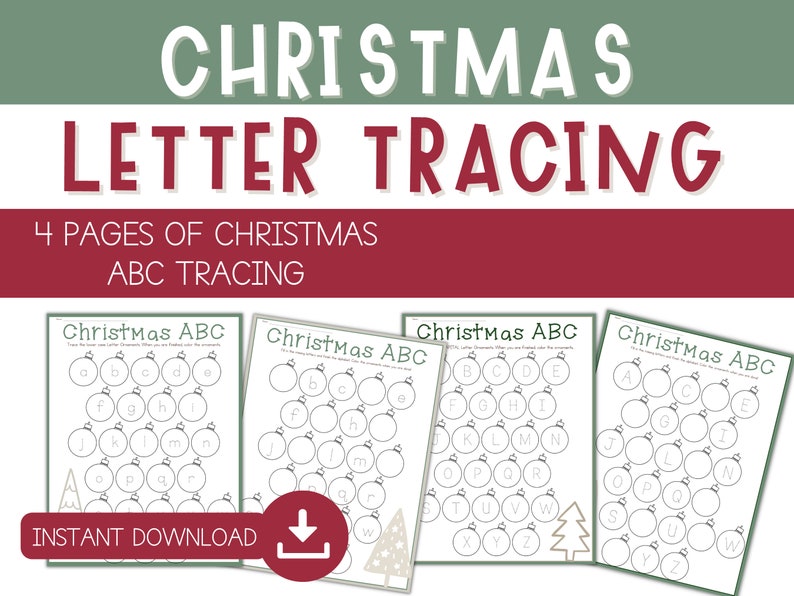 Christmas Preschool Letter Tracing Sheets Christmas - Etsy