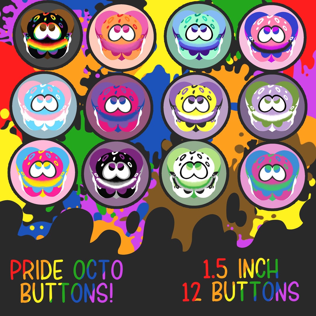 Pride Flag Octo Splatoon Buttons - Etsy Canada