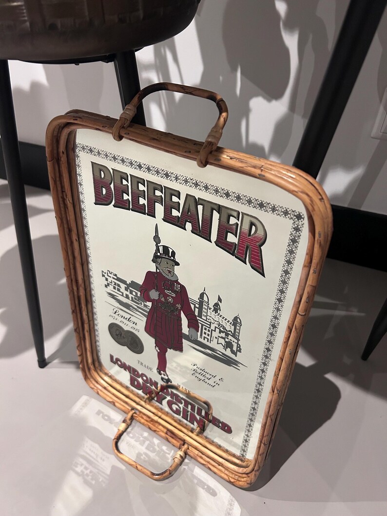 Vintage 1960s Beefeater London Dry Gin Serving Plate / Tray Mirror #1 ...