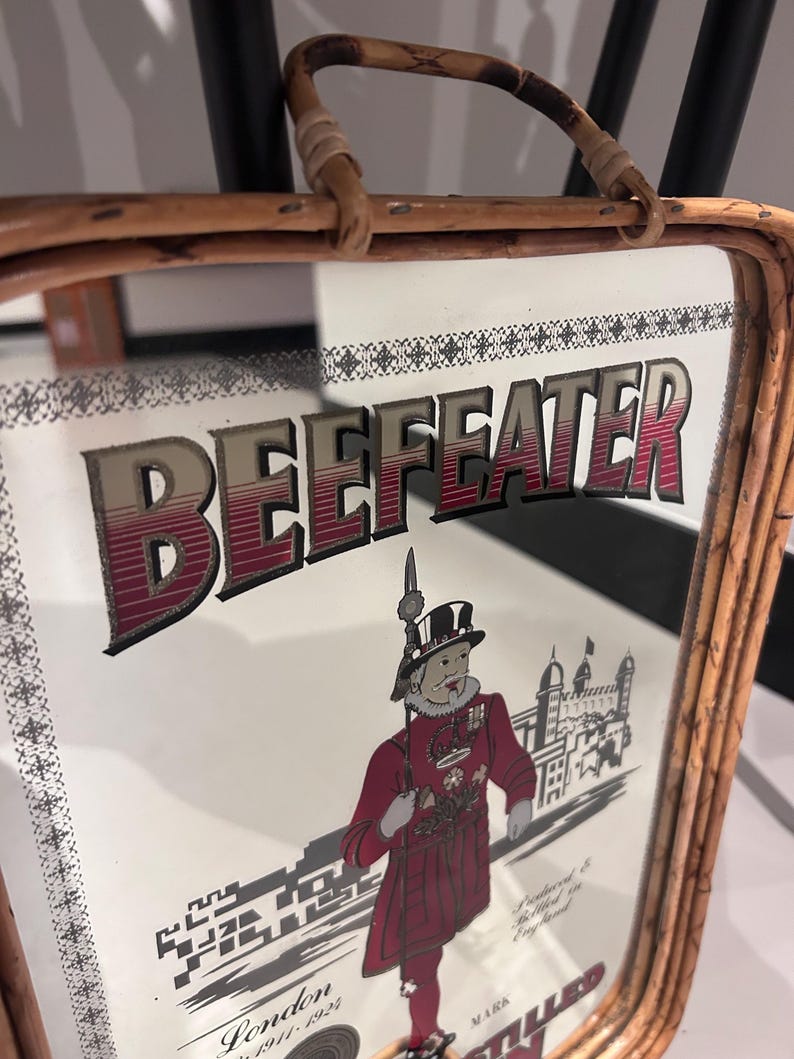 Vintage 1960s Beefeater London Dry Gin Serving Plate / Tray Mirror #1 ...