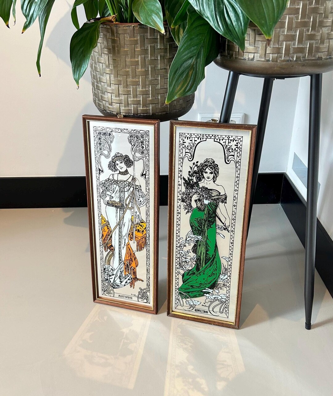 Vintage Rare Alphonse Mucha Mirrors - Four Seasons - Autumn & Spring ...
