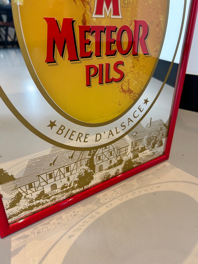 Vintage 1980 French Meteor Pils Beer Mirror - Etsy
