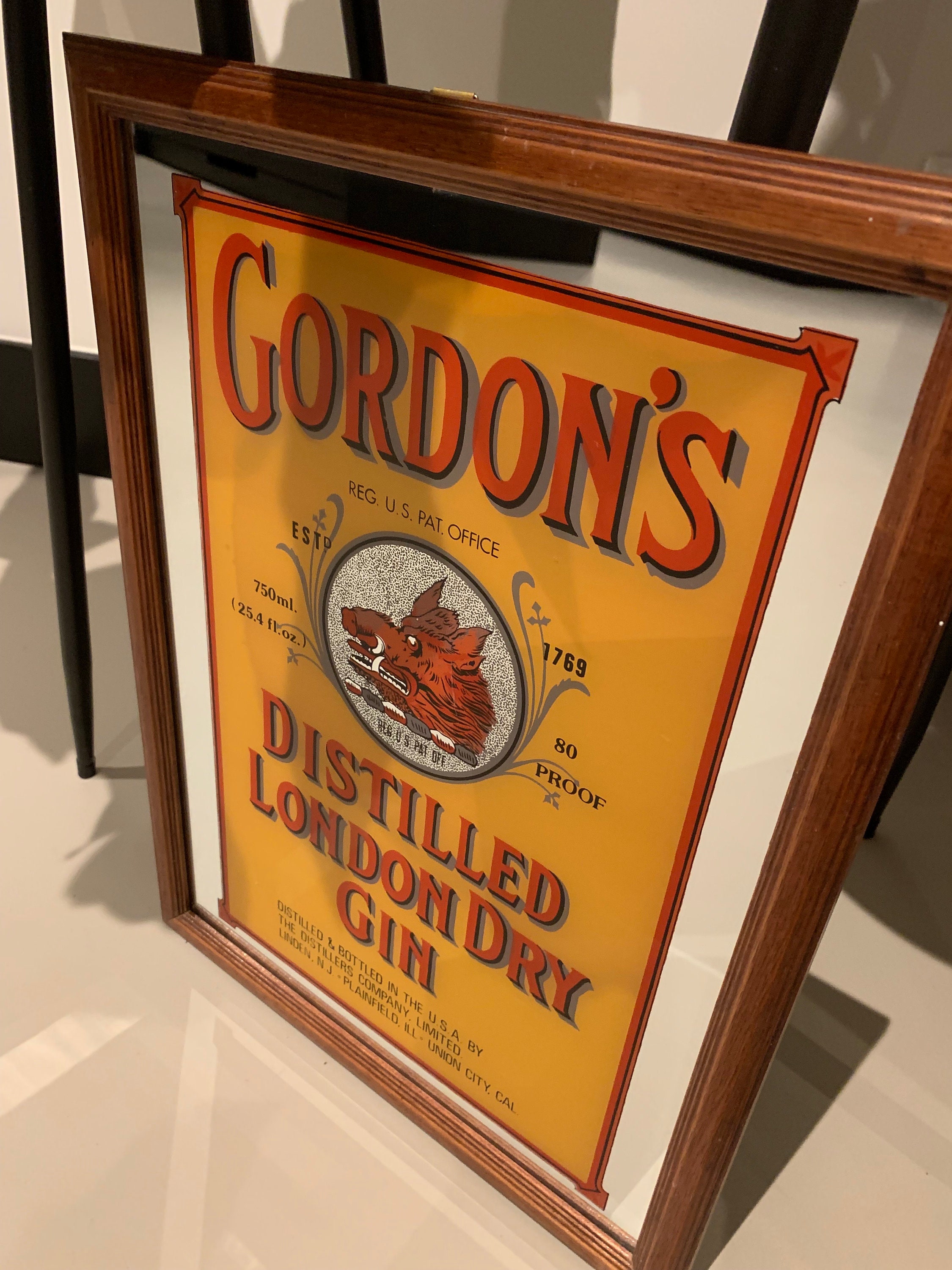 Vintage 1960 Gordons London Dry Gin Mirror 2 - Etsy