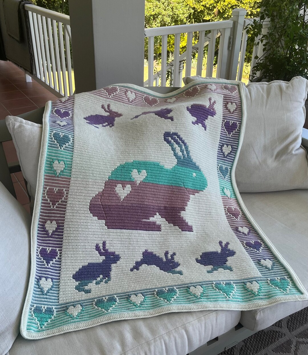 Bunny Love Mosaic Crochet Blanket Pattern Rabbit Easter Baby - Etsy