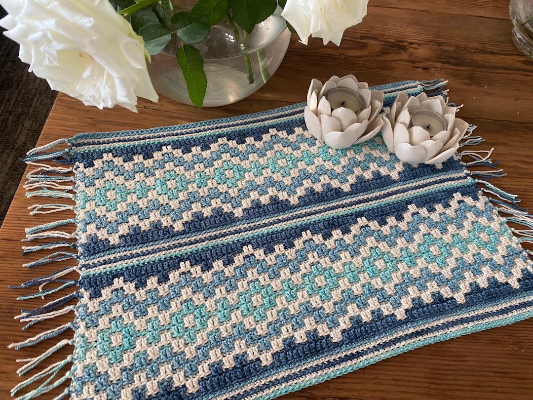 Go With the Flow Mosaic Crochet Placemat Runner Pattern - Etsy