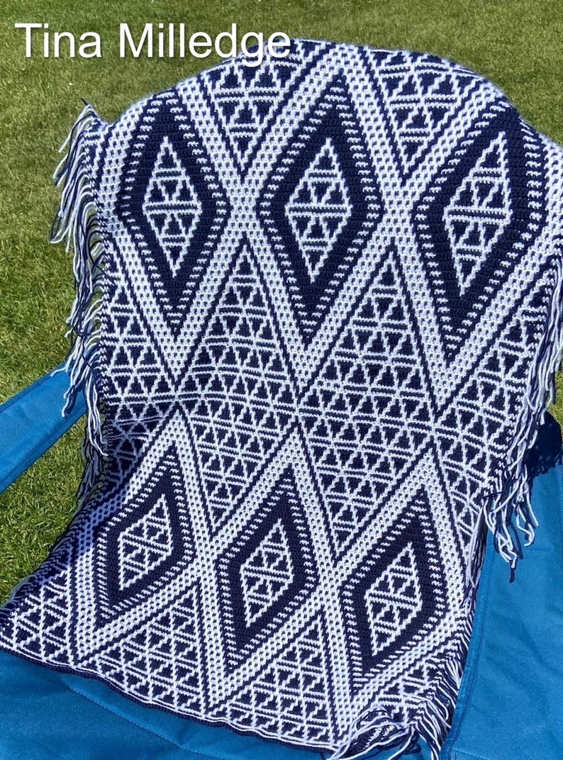 My Crown Jewel Mosaic Crochet Afghan Throw Blanket Digital Pattern in ...
