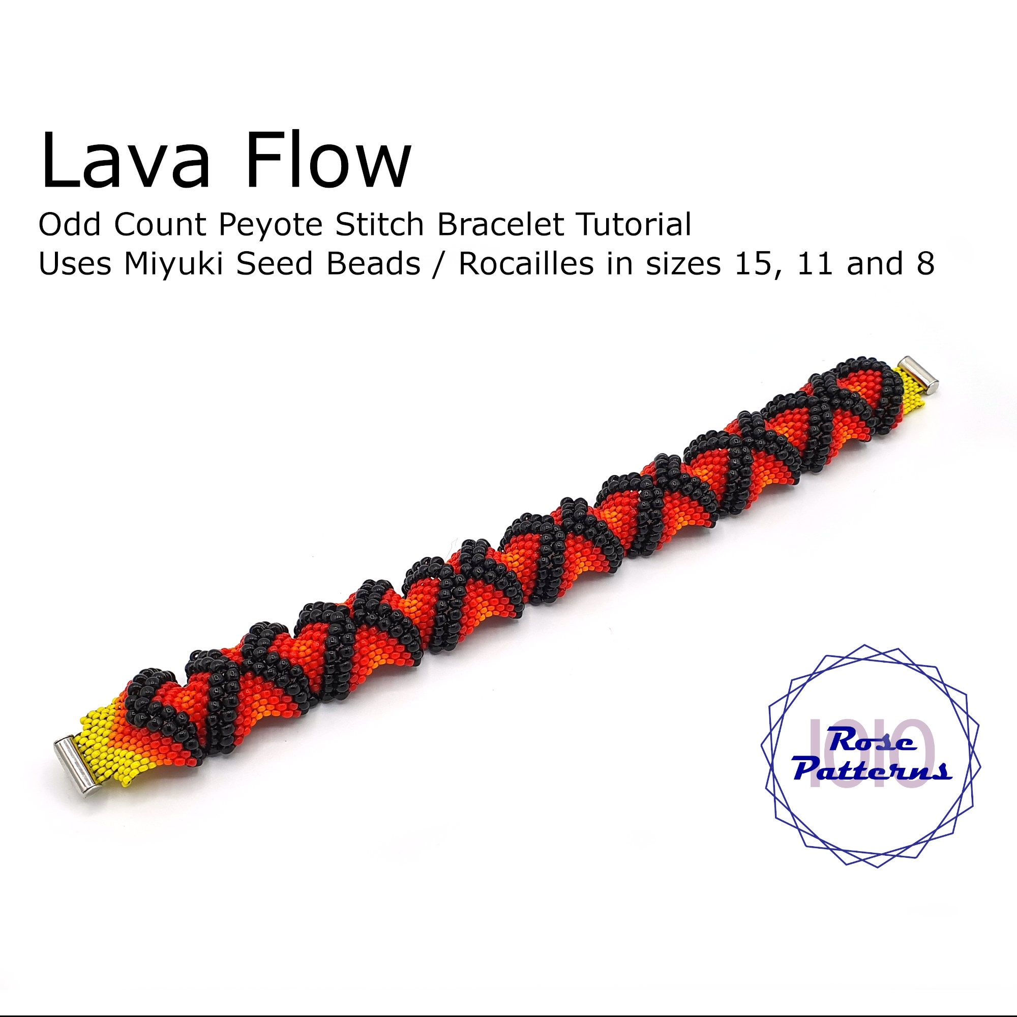 Lava Flow Peyote Bracelet Tutorial miyuki Seed Beads Sizes 8, 11 and 15 ...