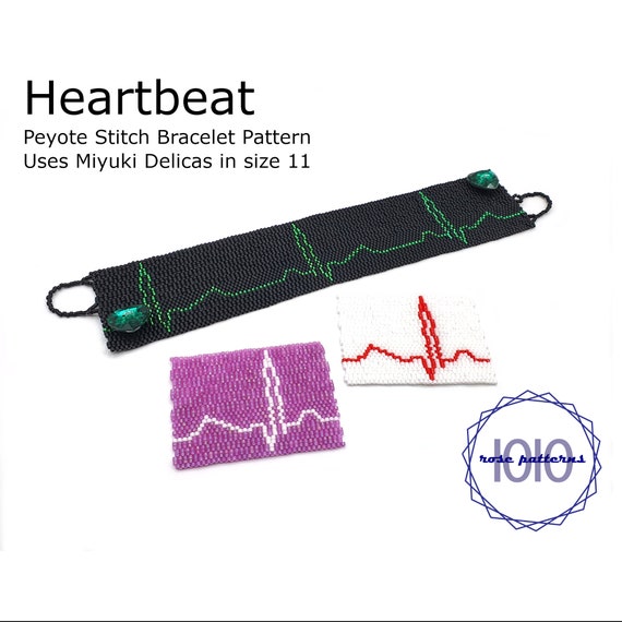 Heartbeat Peyote Bracelet Pattern miyuki Delicas Size 11 Even | Etsy