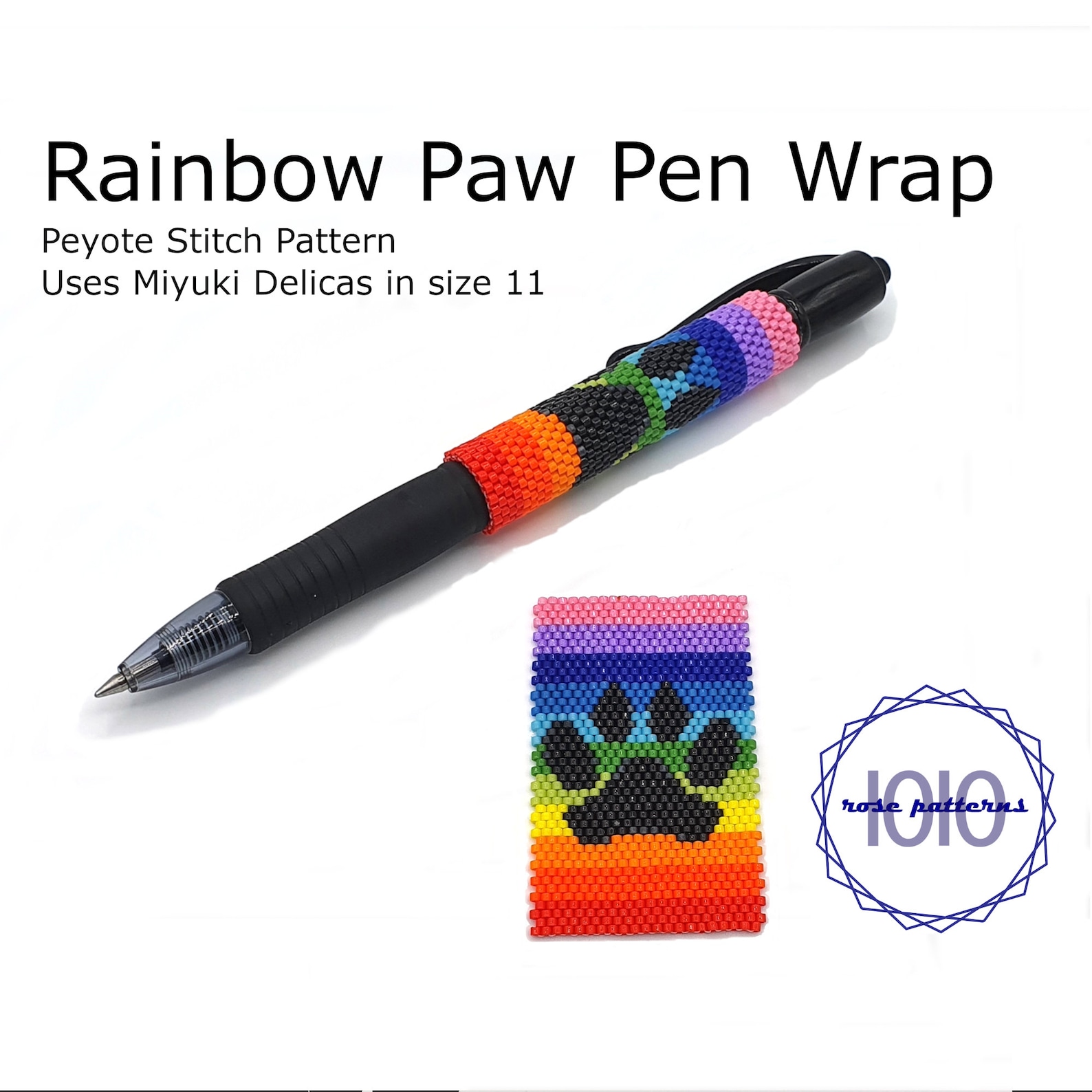 Rainbow Paw Pen Wrap Pattern (miyuki Delicas Size 11 Even Count) - Etsy
