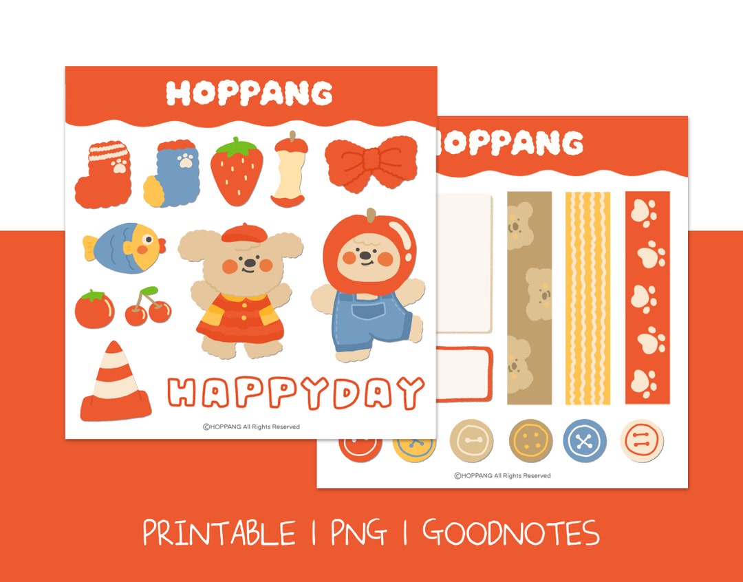 Red HOPPANG Sticker Printable & Digital Stickers PNG - Etsy