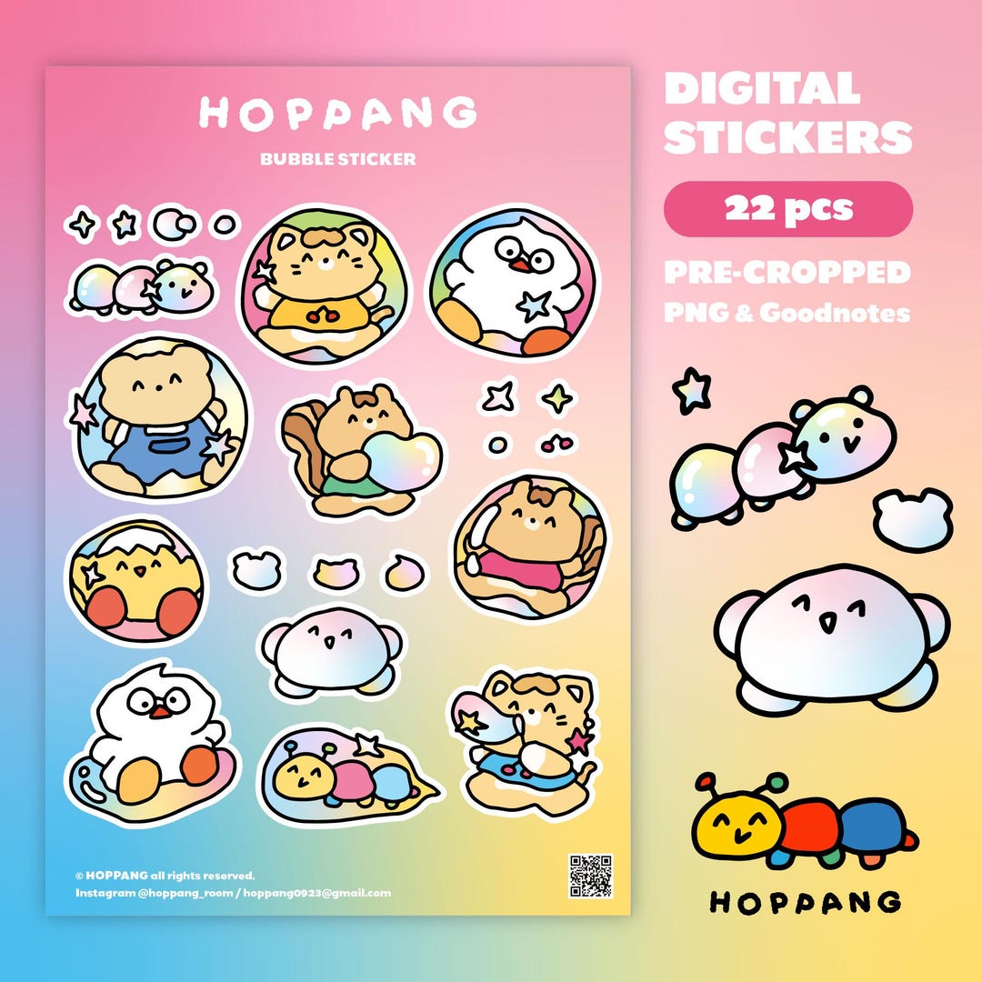 BUBBLE Digital Sticker | Cute Digital Stickers | Goodnotes Stickers ...