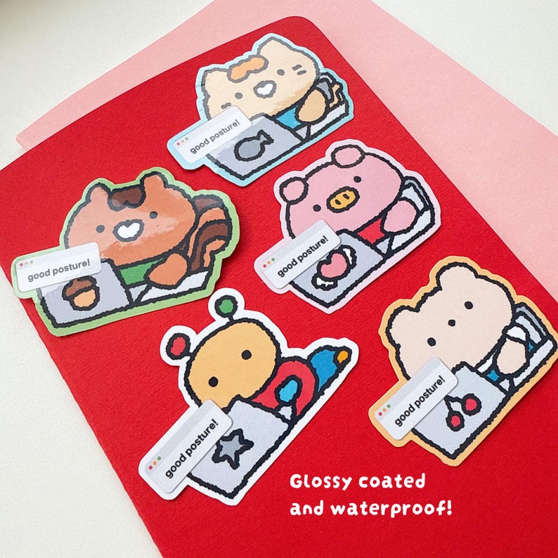 Good Posture Kawaii Laptop Stickers | Waterproof Die Cut Stickers - Etsy