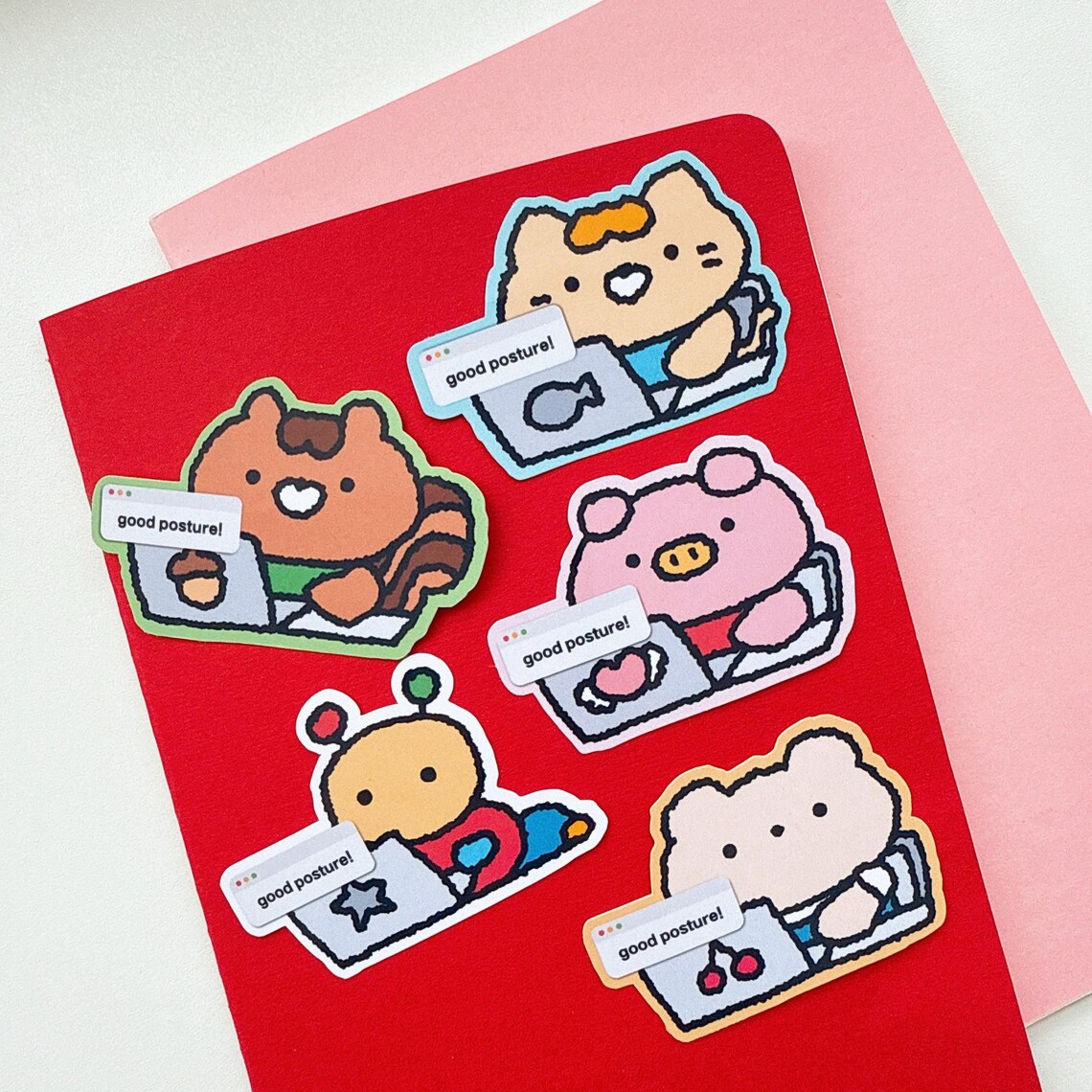 Good Posture Kawaii Laptop Stickers | Waterproof Die Cut Stickers - Etsy