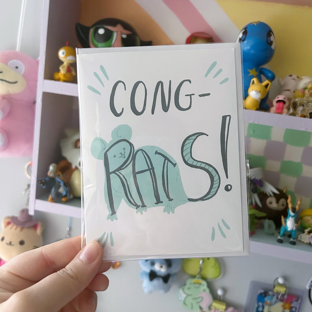Cong-rats! - Cute Congrats Greeting Card Rats Rodents - Etsy
