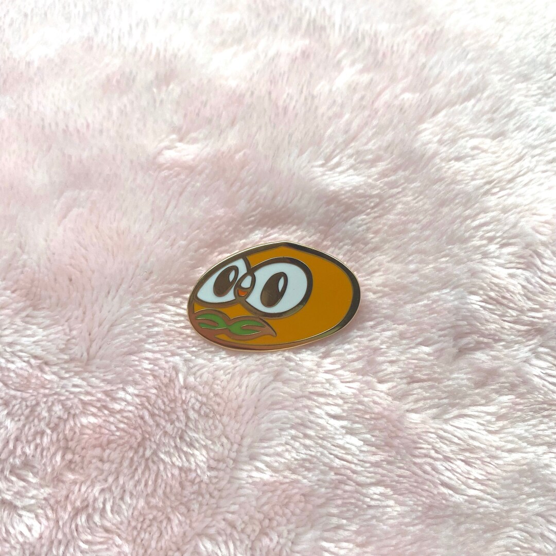Rowlet Blob Silly Pin - Pokemon Flying Type Kawaii Doodle Enamel Pin ...