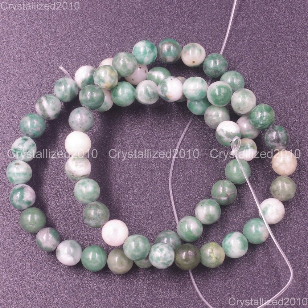 Natural Green Qinghai Jade Gemstone Round Ball Loose Spacer Beads 6mm ...