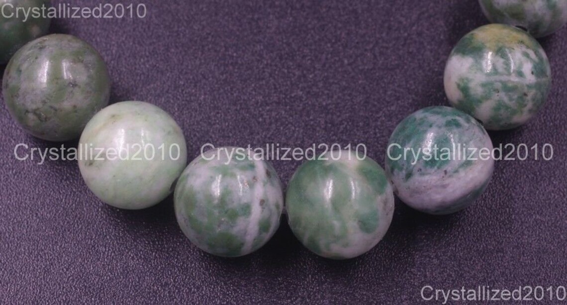 Natural Green Qinghai Jade Gemstone Round Ball Loose Spacer Beads 6mm ...