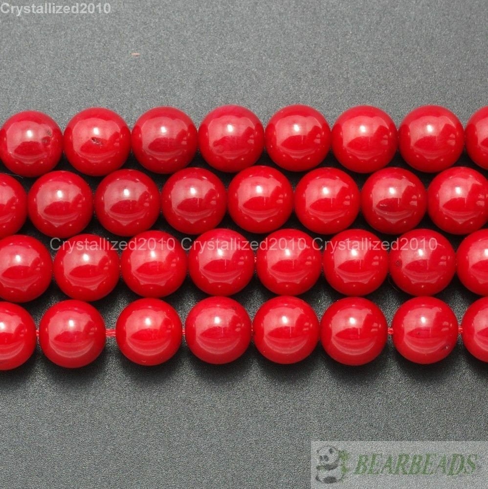 Natural Red Coral Gemstones Smooth Round Ball Spacer Beads 2mm 3mm 4mm ...