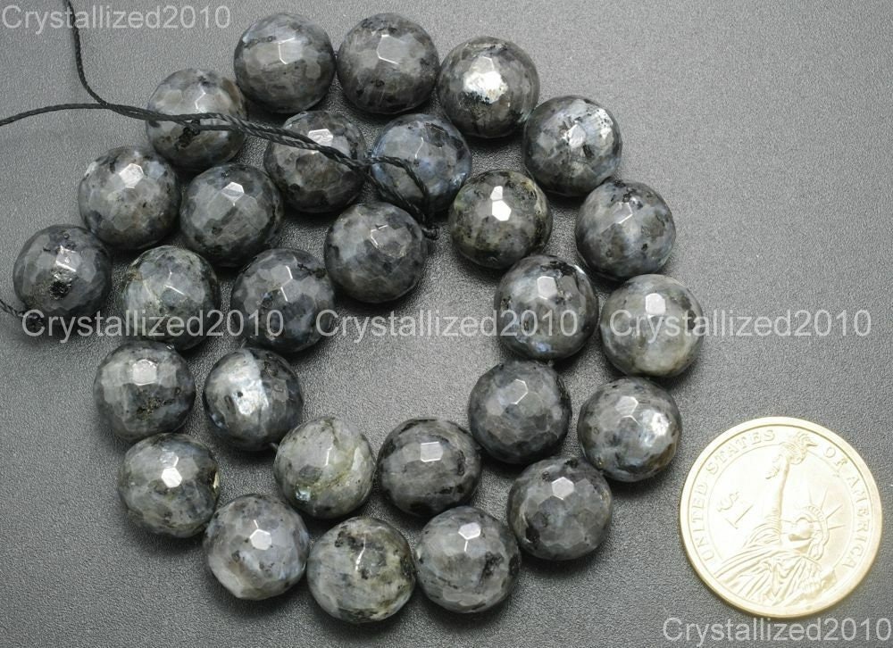 Faceted Natural Larvikite Labradorite Gemstones Round Ball | Etsy