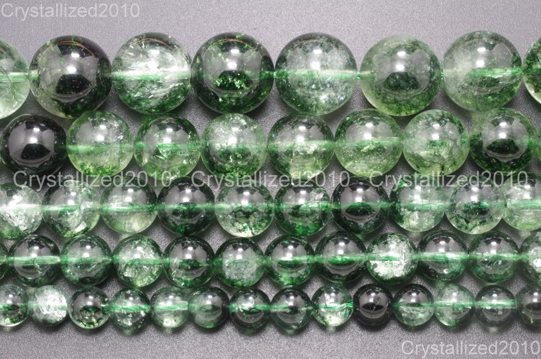 Natural Green Chlorite Crystal Quartz Gemstone Loose Spacer Smooth ...