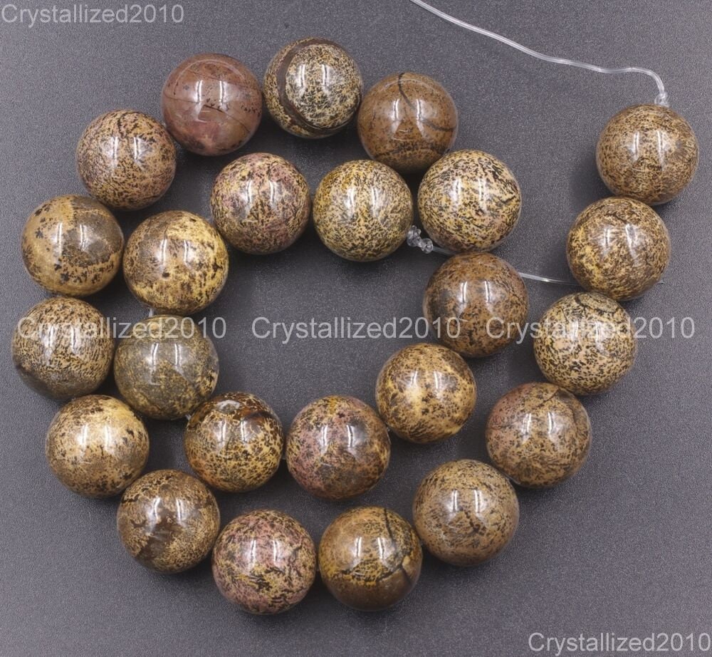 Natural Grass Flower Jasper Gemstone Round Ball Spacer Loose - Etsy