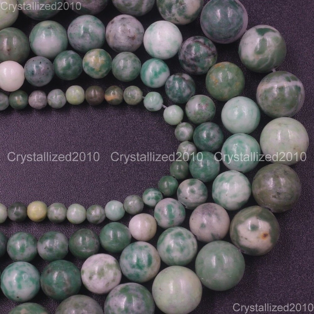 Natural Green Qinghai Jade Gemstone Round Ball Loose Spacer Beads 6mm ...