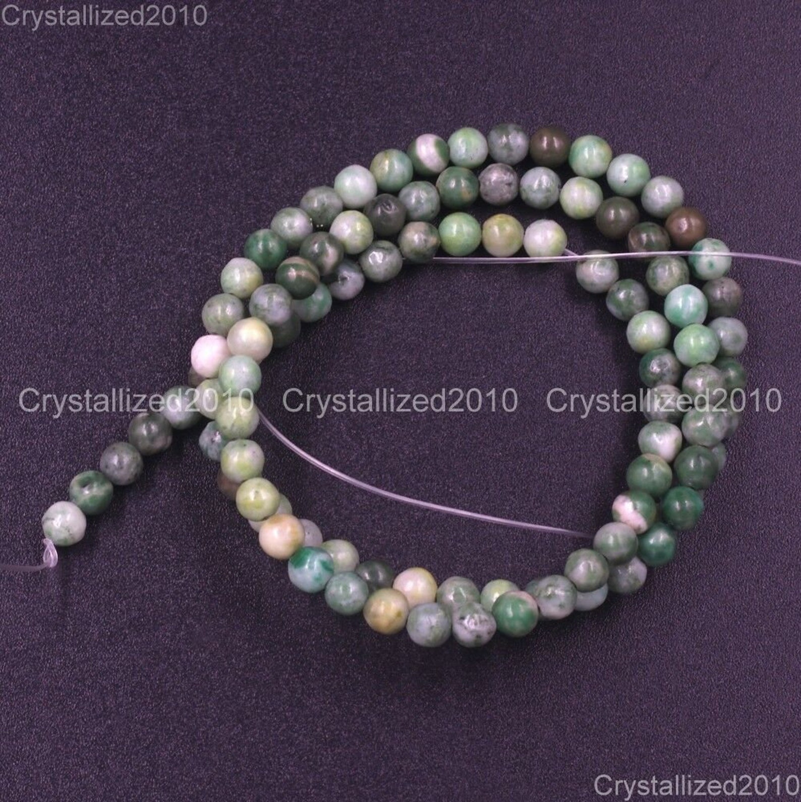 Natural Green Qinghai Jade Gemstone Round Ball Loose Spacer Beads 6mm ...