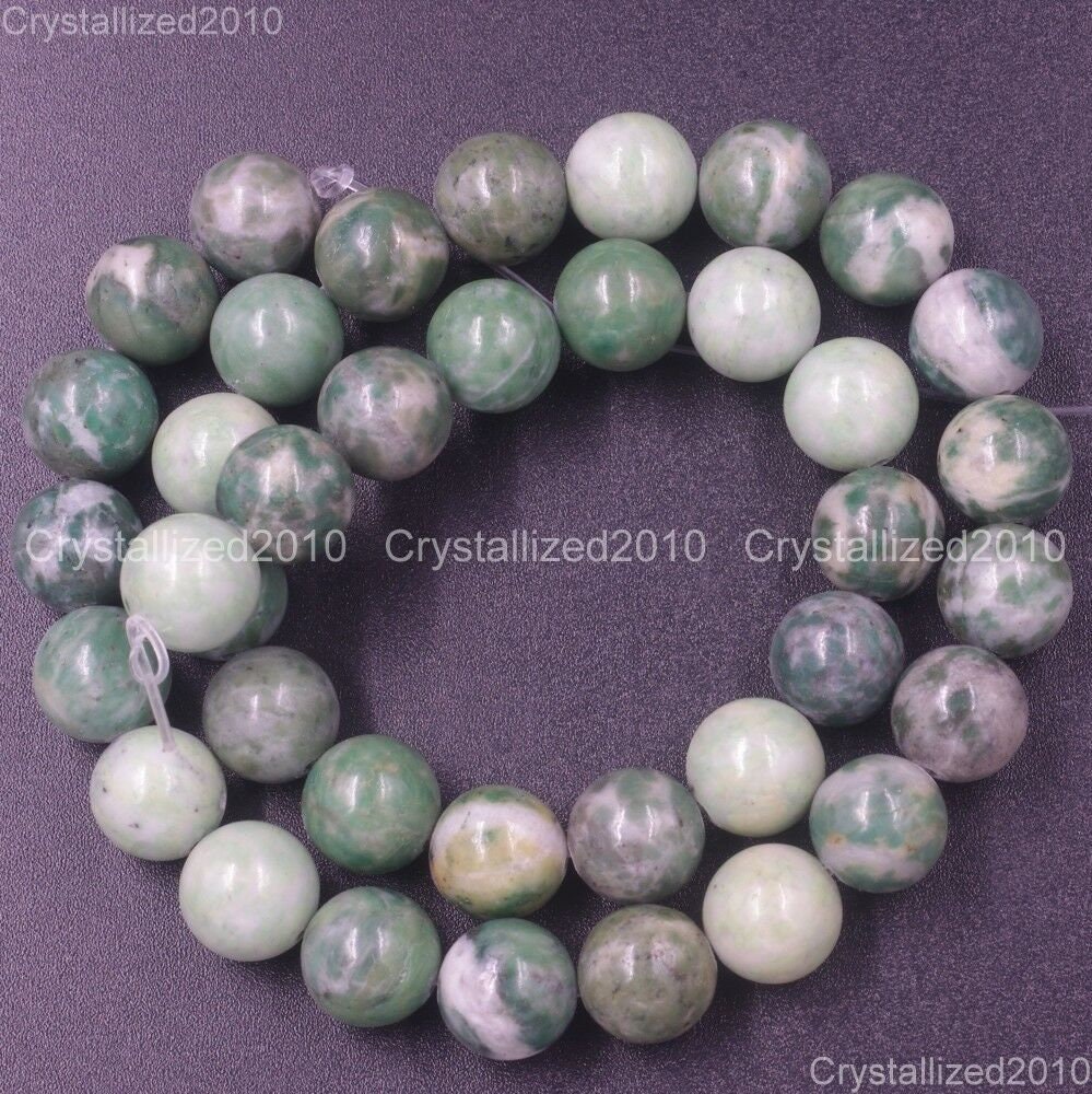 Natural Green Qinghai Jade Gemstone Round Ball Loose Spacer Beads 6mm ...