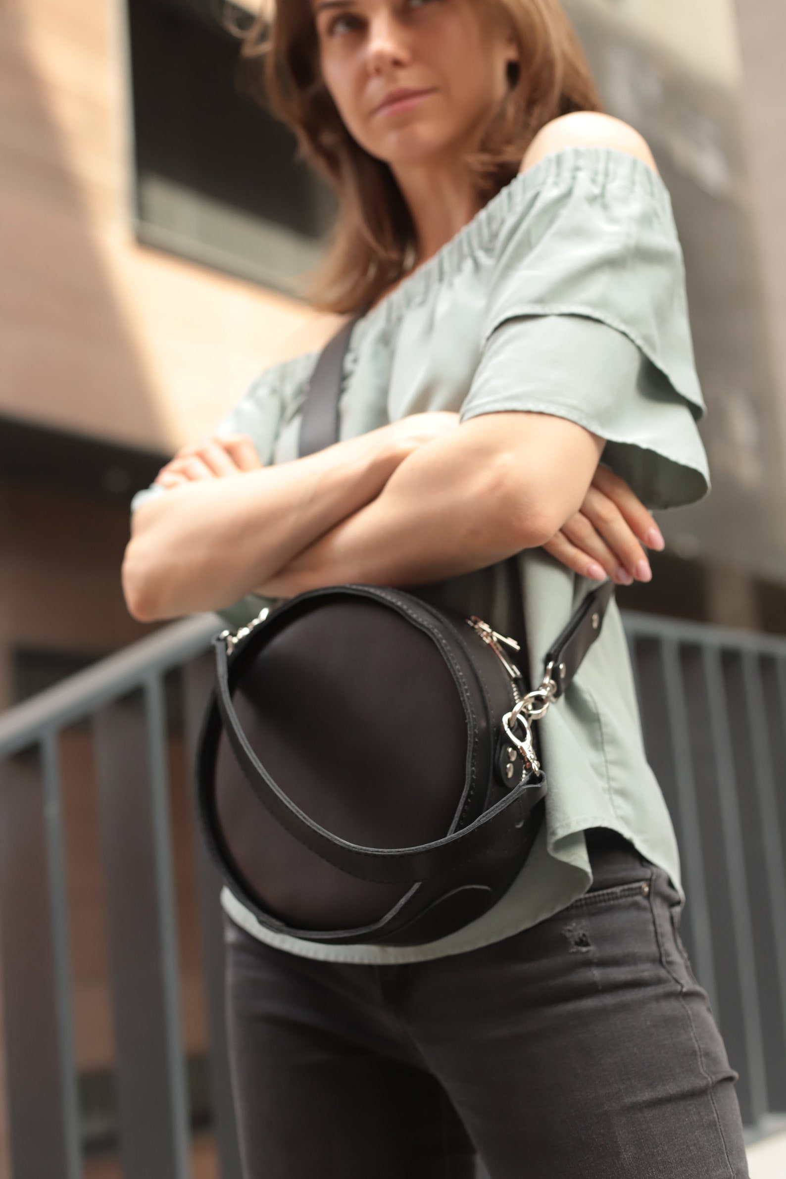 Leather Round Crossbody Bag, Crossbody Purse, Leather Purse, Cross Body ...