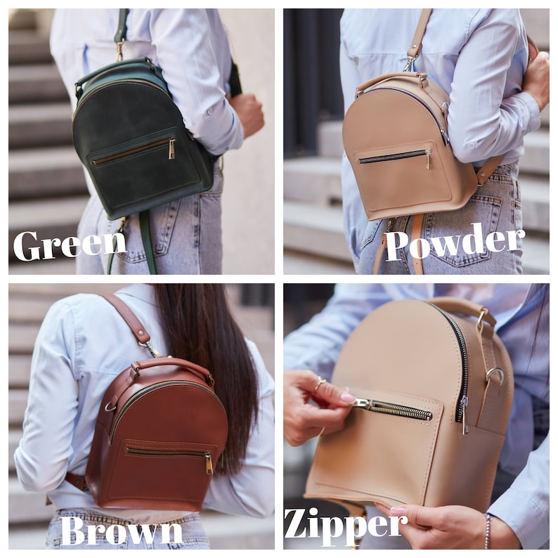 Leather Backpack, Green Backpack, Mini Backpack, Small Backpack ...
