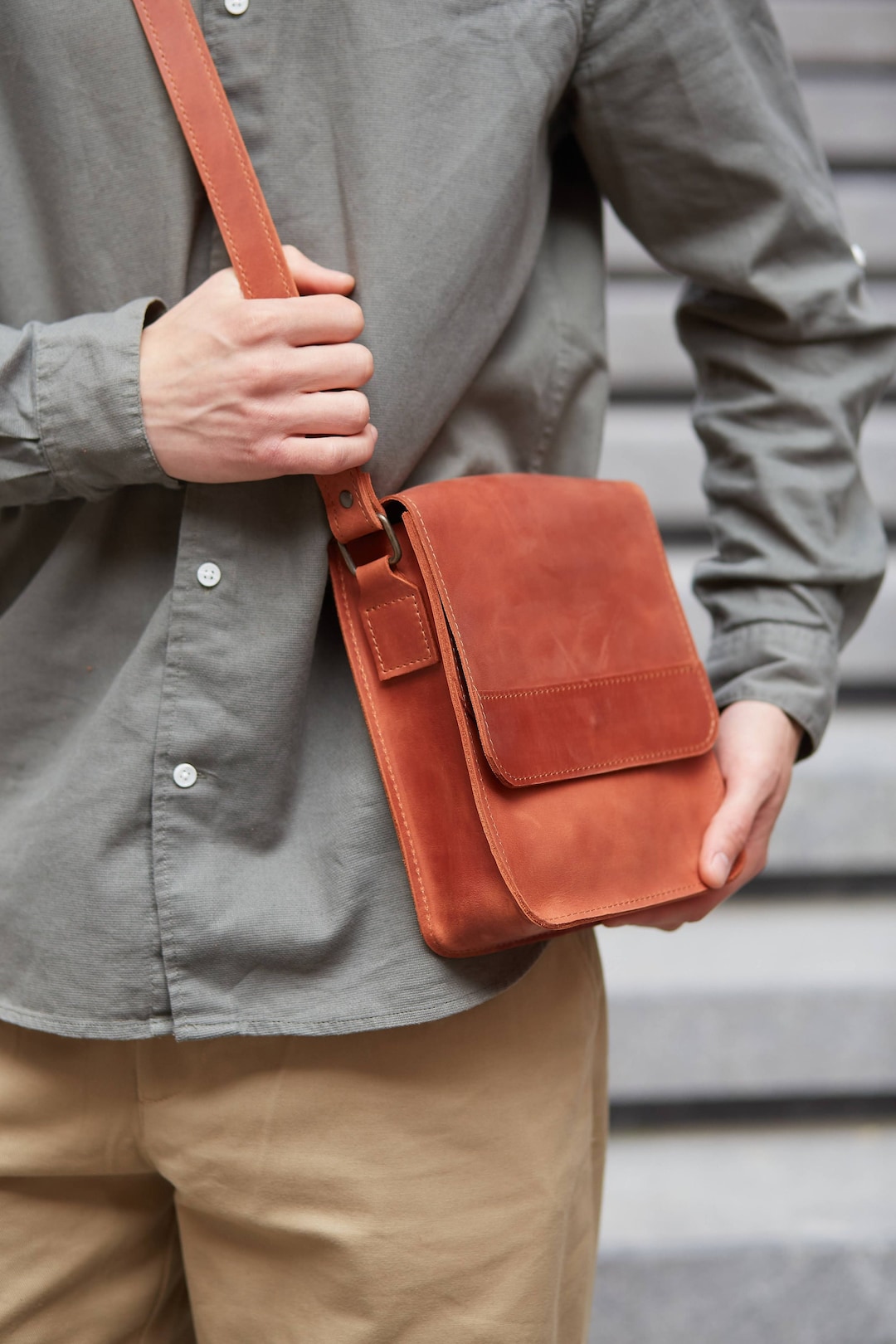 Leather Crossbody Bag Men, Mens Shoulder Bag, Small Messenger Bag, Mens ...