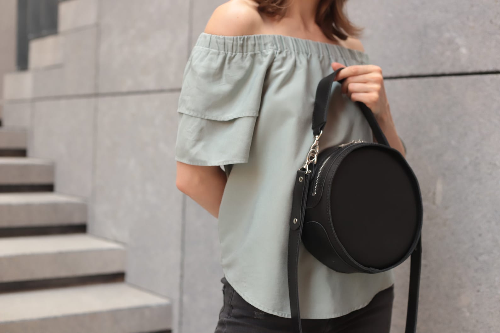 Leather Round Crossbody Bag, Crossbody Purse, Leather Purse, Cross Body ...