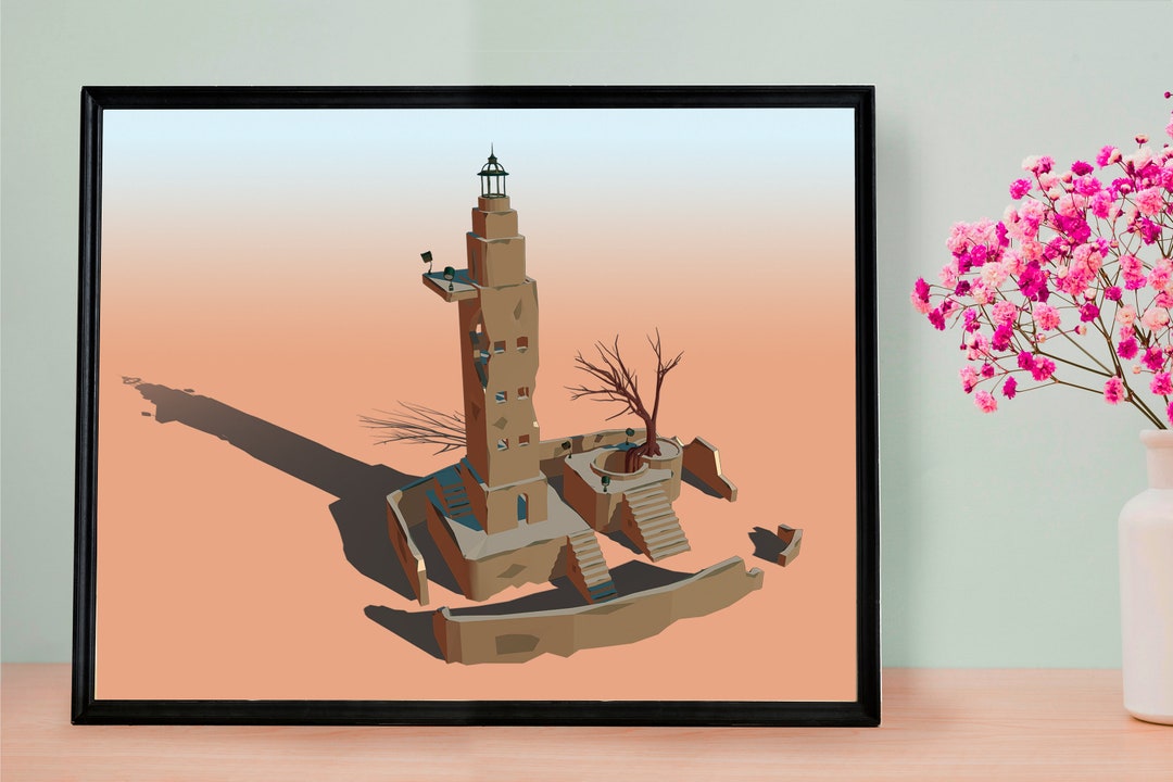 Desert Watchtower Print | Minimalist Desert Print | Printable 3D Art ...