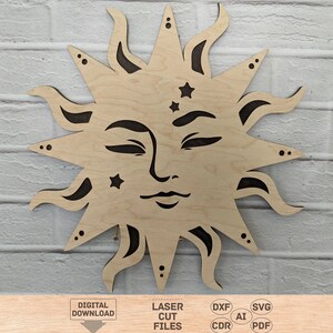 Sun and Moon Svg, Sun and Moon Pdf, Sun and Moon Dxf, Sun and Moon Wall ...